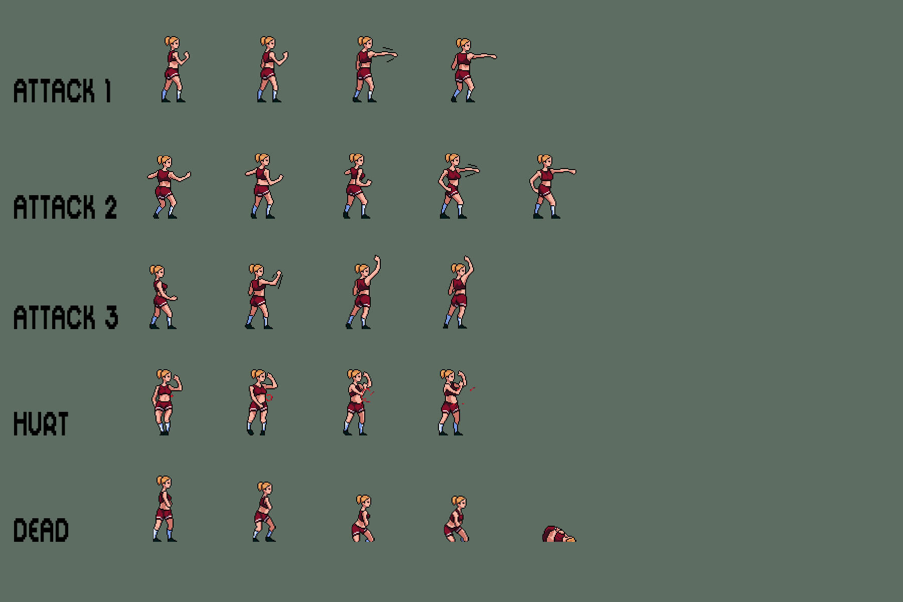 City Girl Character Sprite Sheets Pixel Art by 2D Game Assets on Dribbble