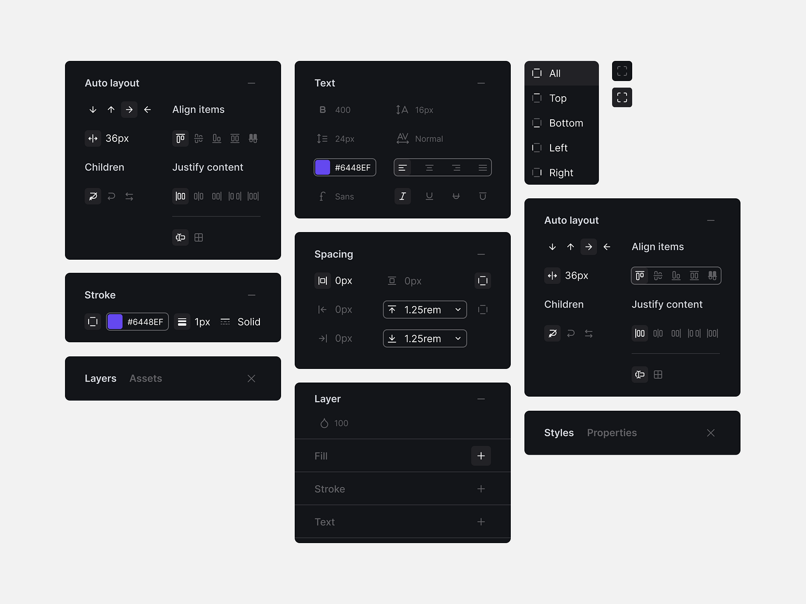 Style Panel UI Components by Kylinn Rich on Dribbble