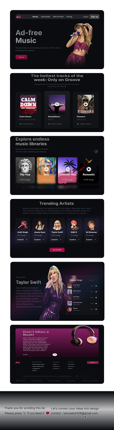 Groove - Music website UI Design by Sakshi on Dribbble