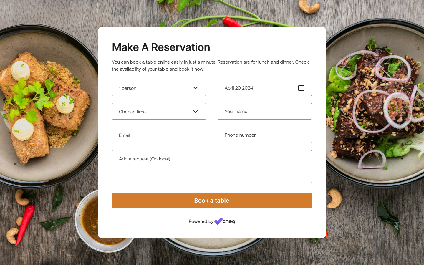 Restaurant Reservation web app screen by ELIJAH BENJAMIN on Dribbble