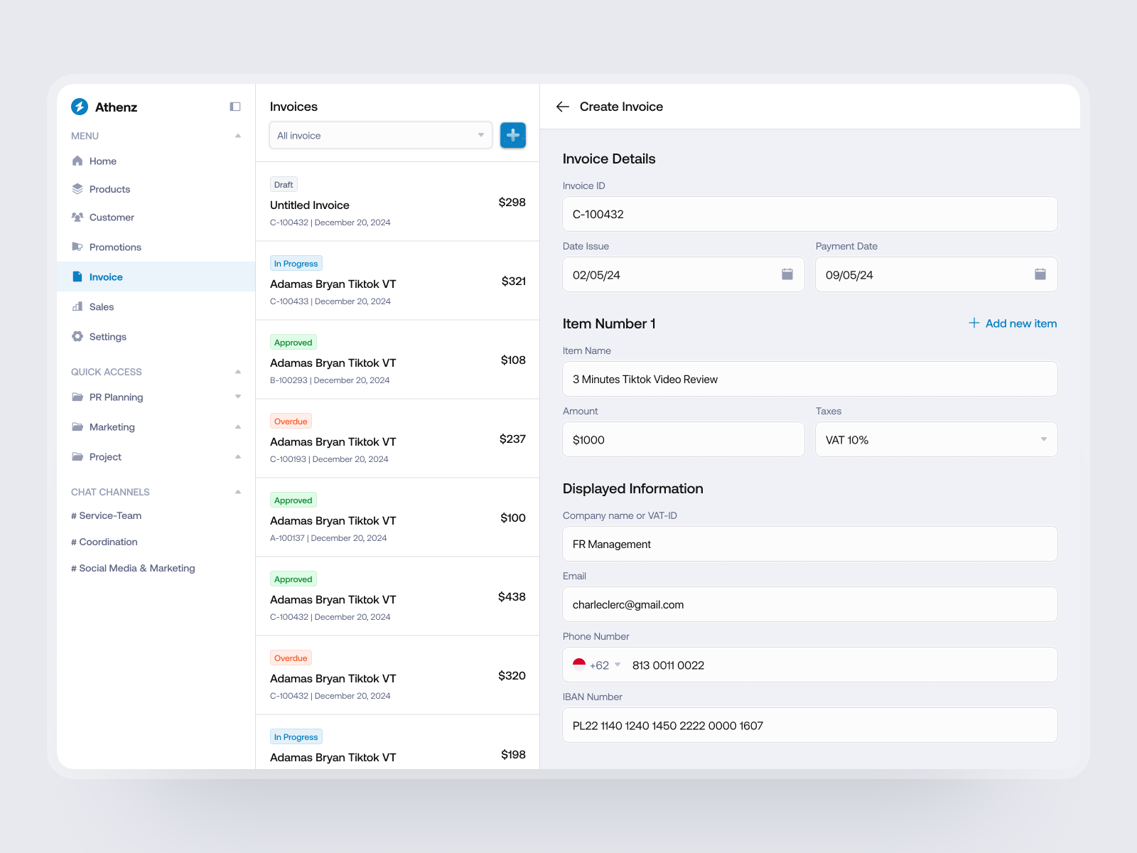 Athenz - Dashboard Admin Invoince Page by Vektora UIUX for Vektora on ...