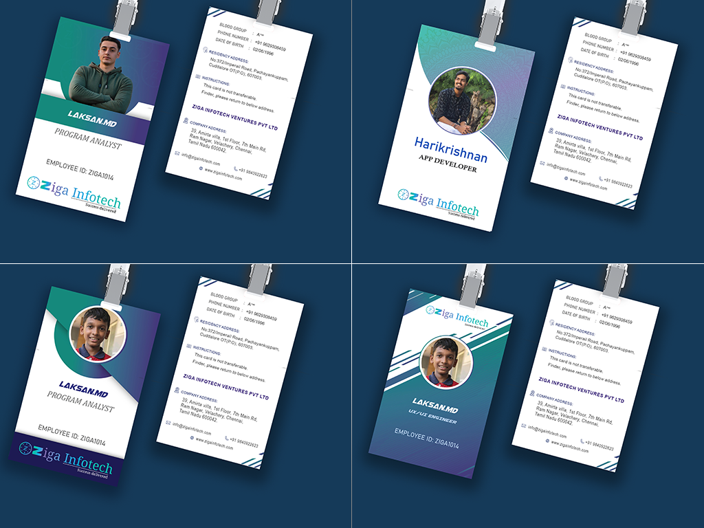 ID card design by Rent Indian Coders - Ziga Infotech on Dribbble