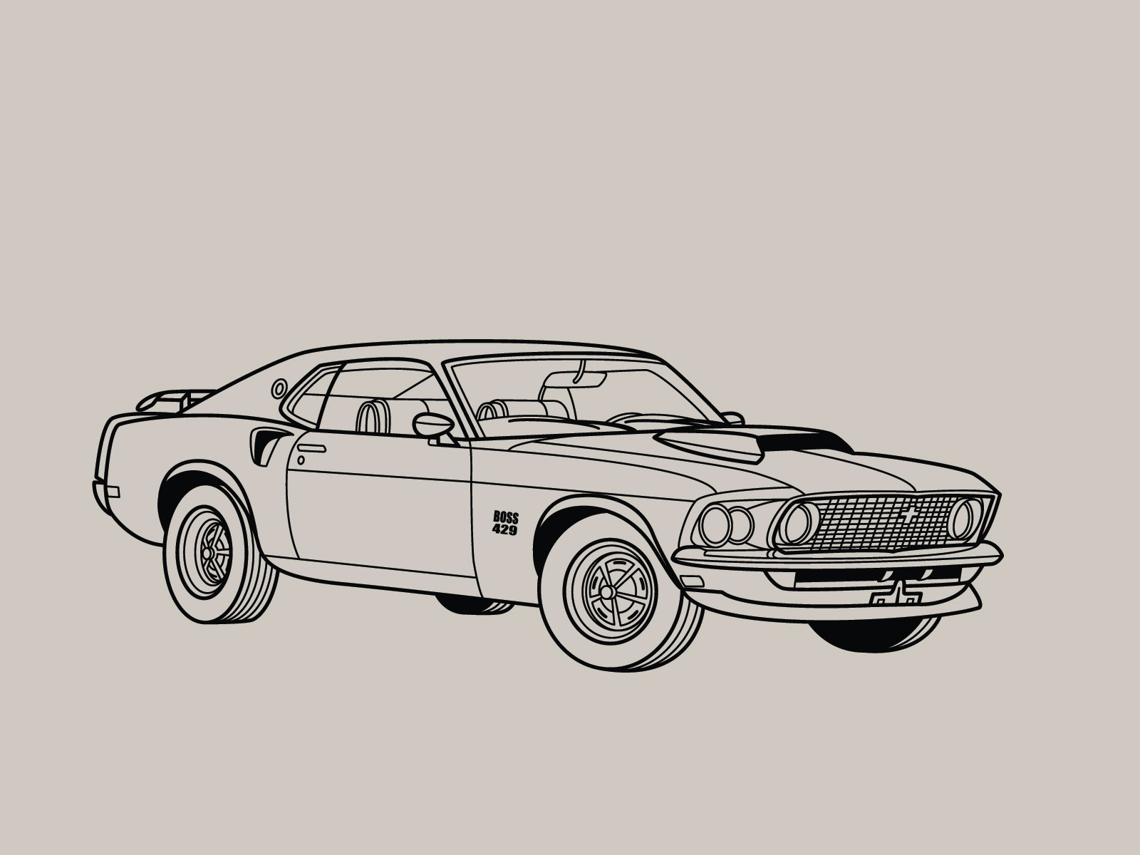 Ford Mustang Boss 429 Vector Car Illustration by Batara Art on Dribbble
