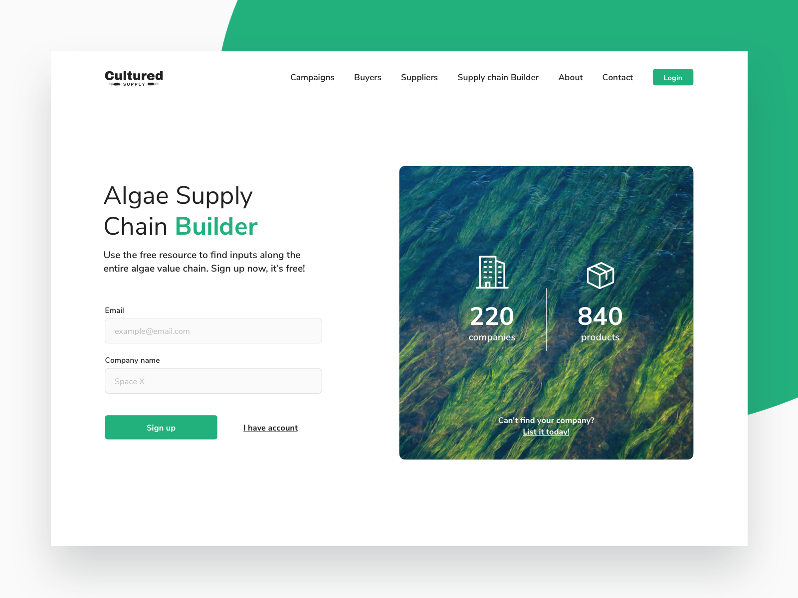Builder welcome page for a supply chain website by Sergey Pirogov on ...