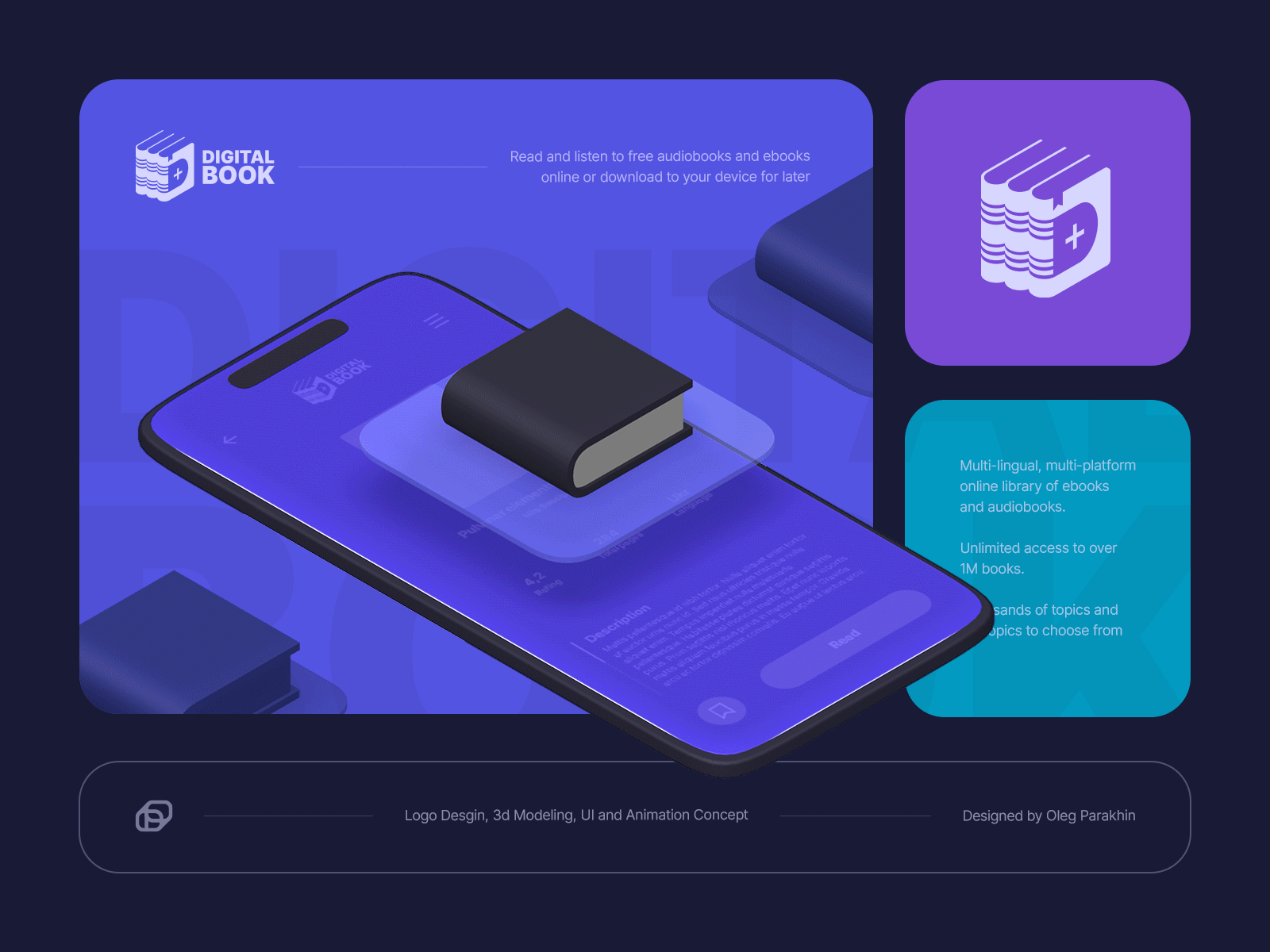 Logo Digital Book / Online Library by Oleg P on Dribbble