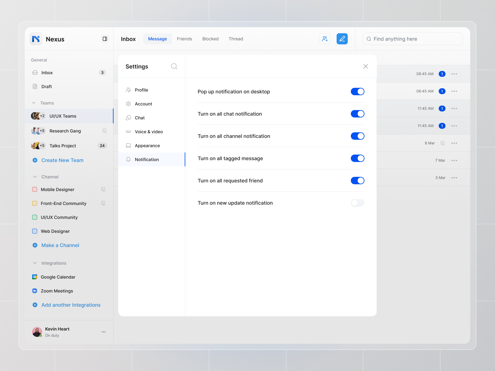 Settings - Notification Page by Product SAAS for UI8 on Dribbble