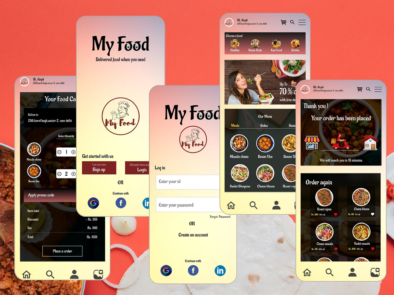 My Food app UI design by BHANU PRATAP SINGH on Dribbble