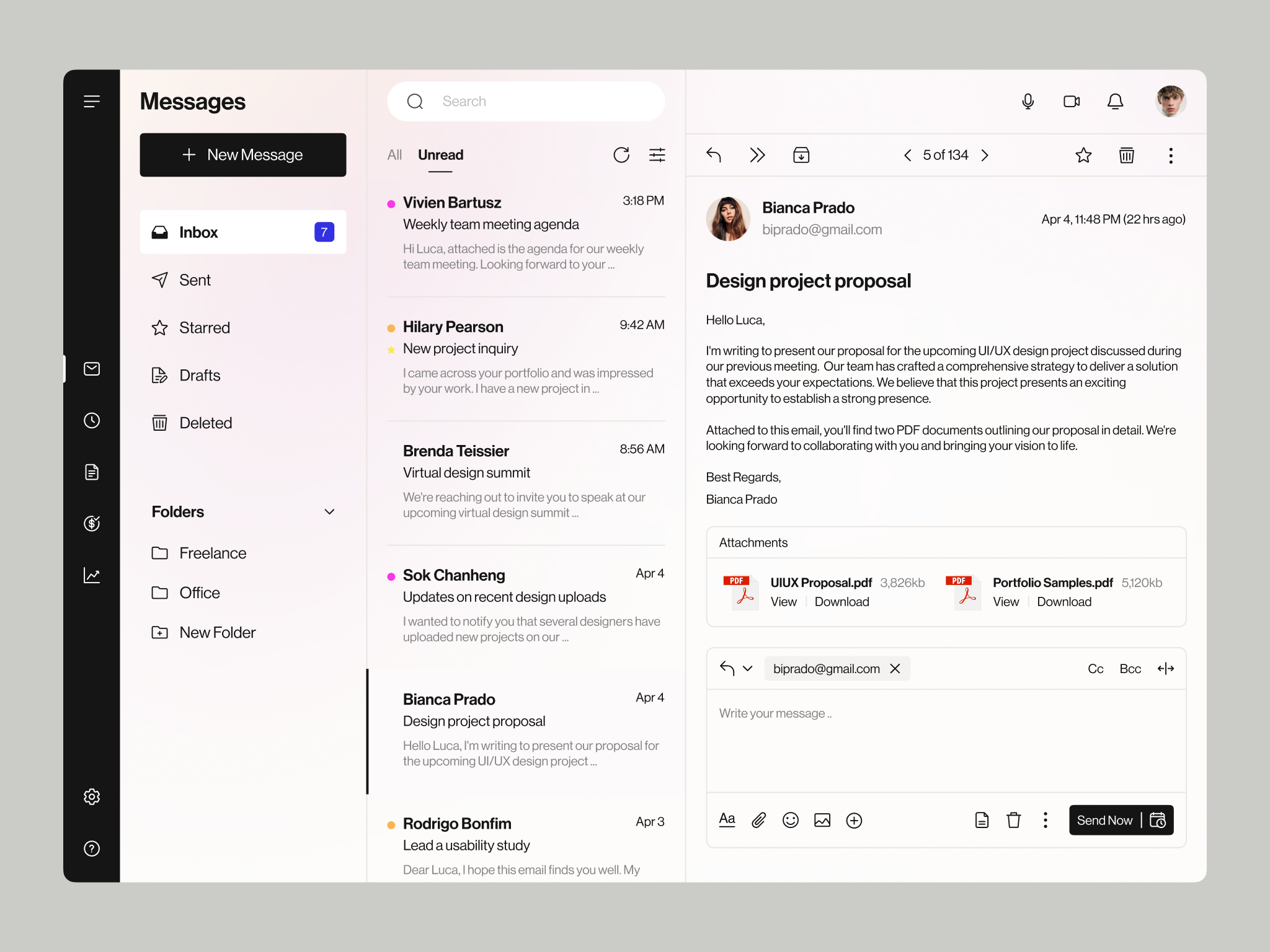 Email Client Dashboard by Mohd Ashhar on Dribbble