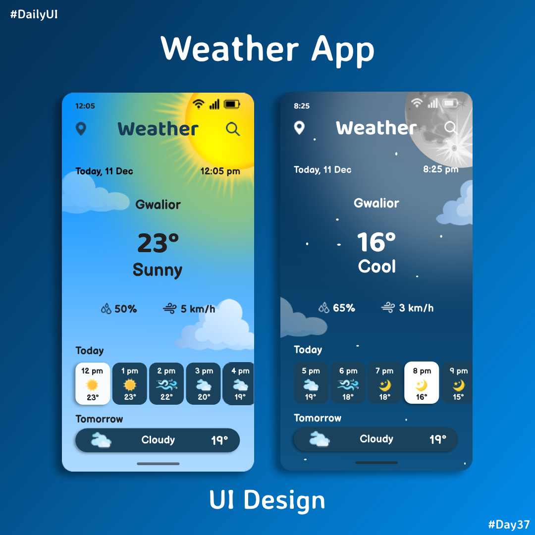 Weather App UI Design by Aditya Nair on Dribbble