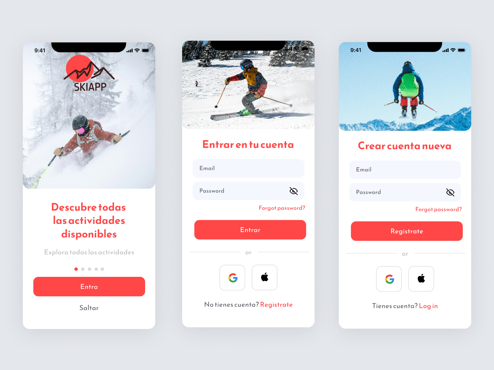 Ski App Sign up and Log in by Mar Carnicer on Dribbble