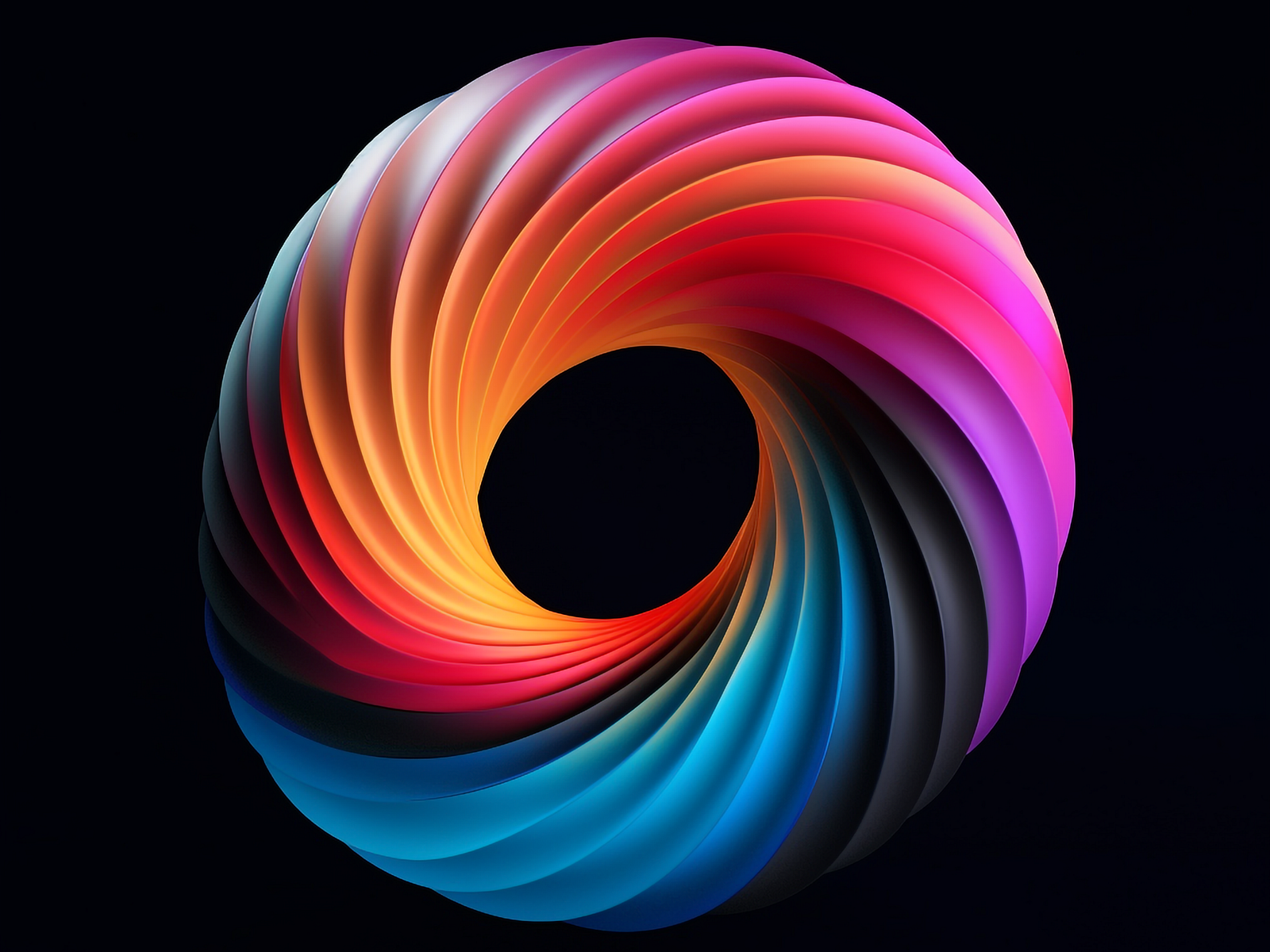Colorful torus shape 3d motion design on a black background by ...