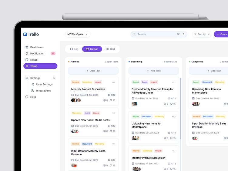 Trello - Task Management App by PSDtoHTMLNinja on Dribbble