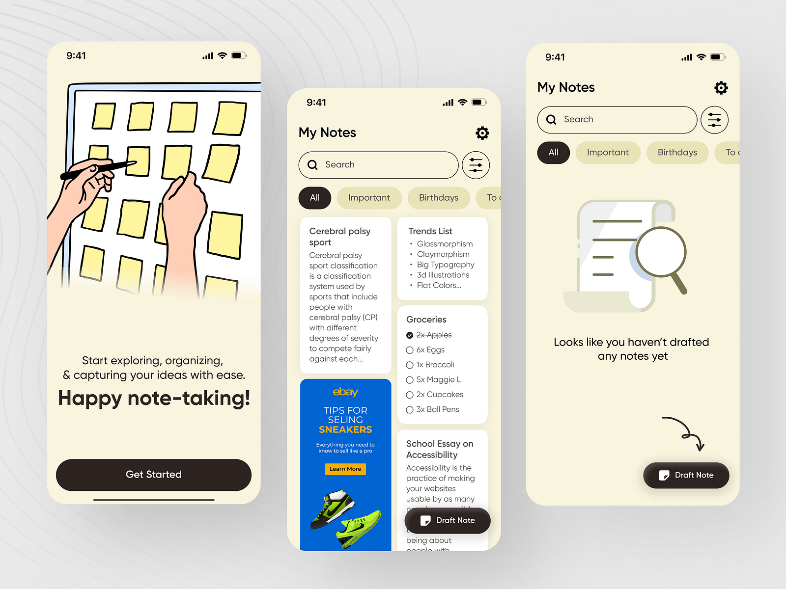 Note Taking App Design by Cool.UI on Dribbble