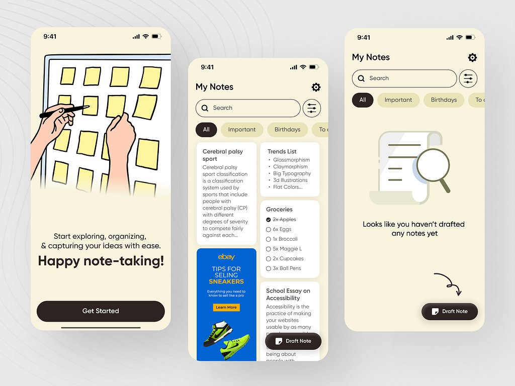 Note Taking App Design by Cool.UI on Dribbble