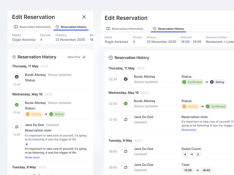 Reservation History by Özgür Korkmaz for Simpra on Dribbble