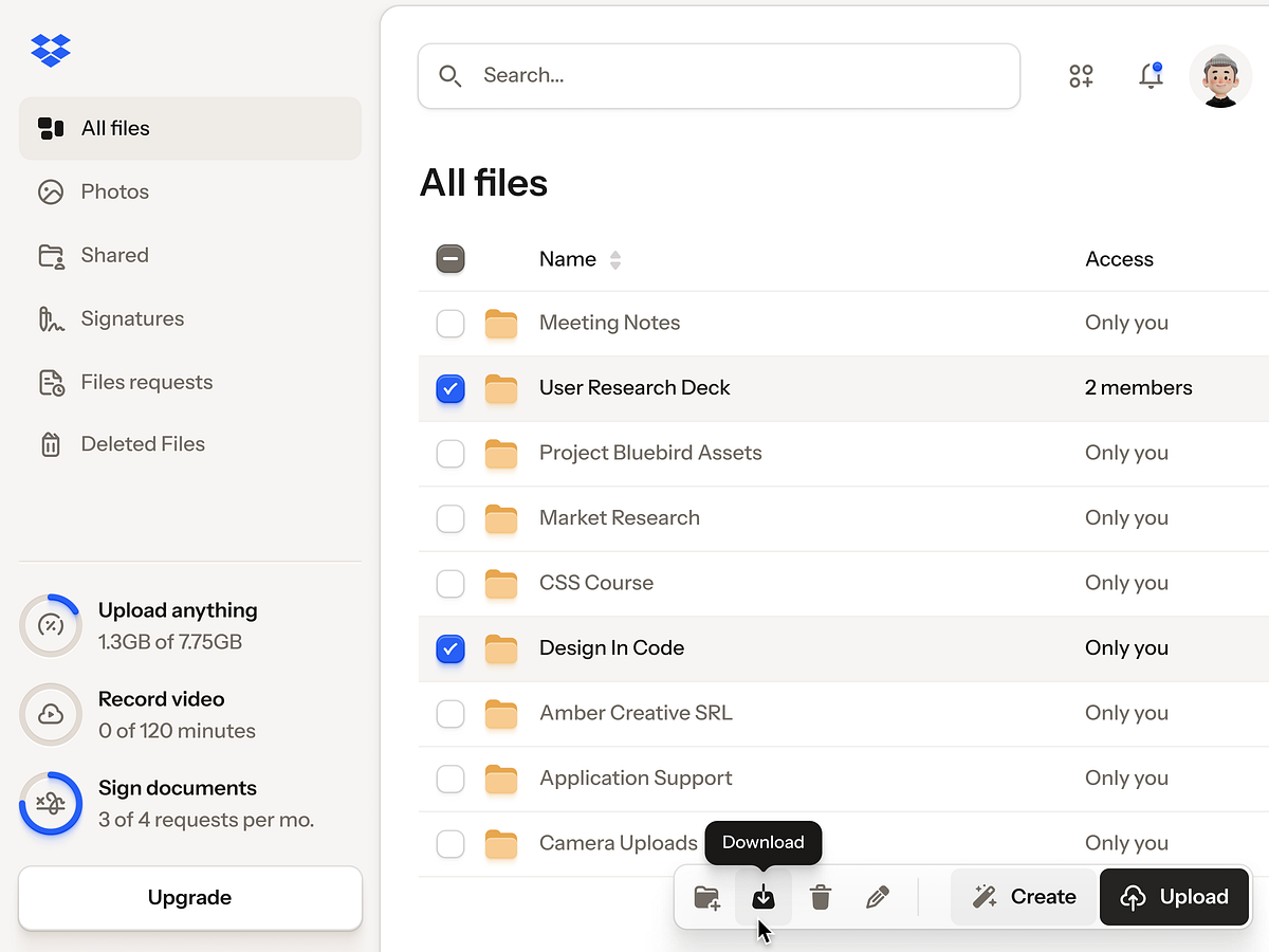 Dropbox Redesign (Light) by Sebastiano Guerriero on Dribbble