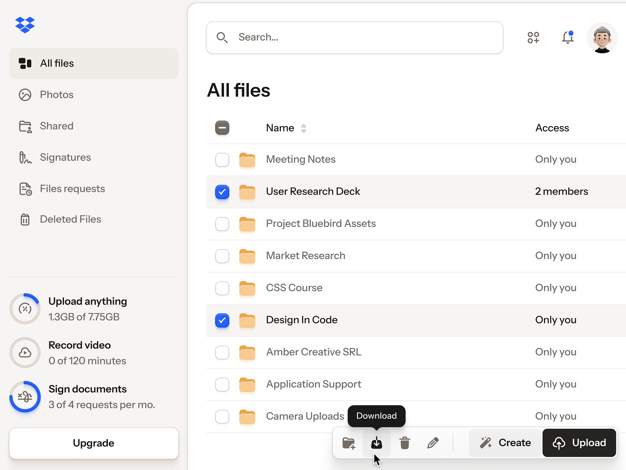 Dropbox Redesign (Light) by Sebastiano Guerriero on Dribbble
