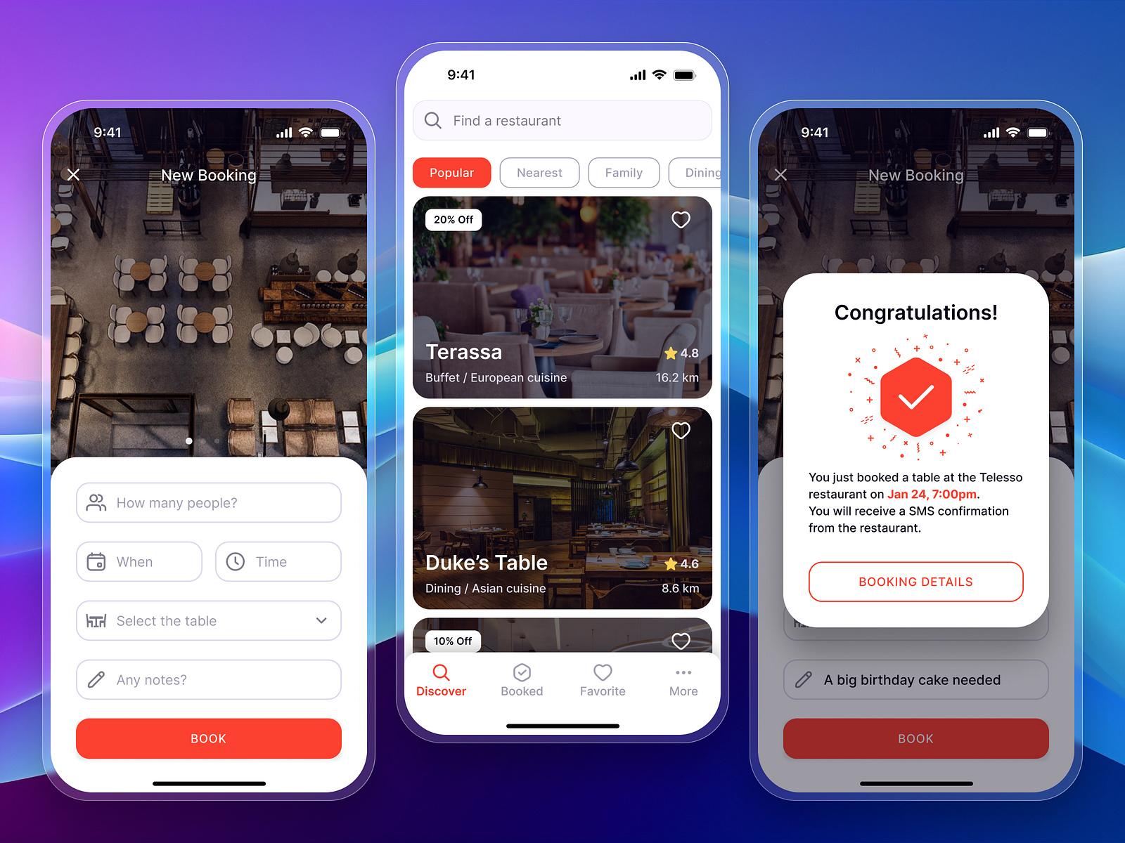 Restaurant booking app design - Jowi Booking. by Abdulaziz on Dribbble