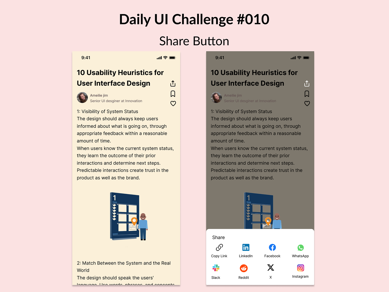 Share Button (Daily UI Challenge #010) by Rehab Mohamed on Dribbble