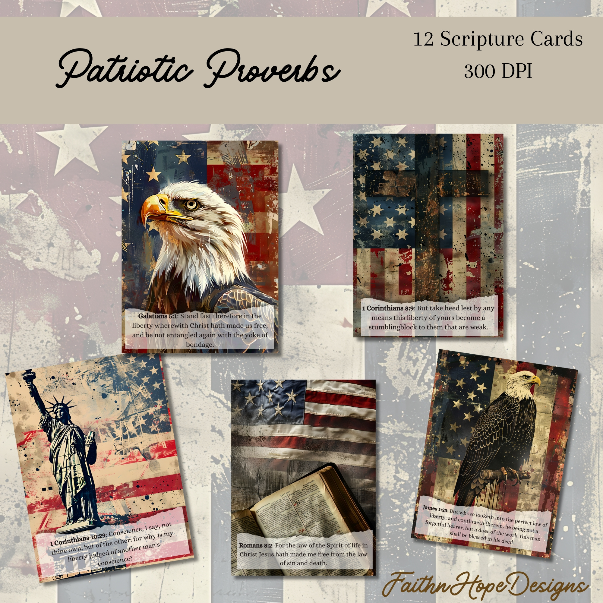 Patriotic Proverbs Scripture Cards by Jamie Huryta on Dribbble