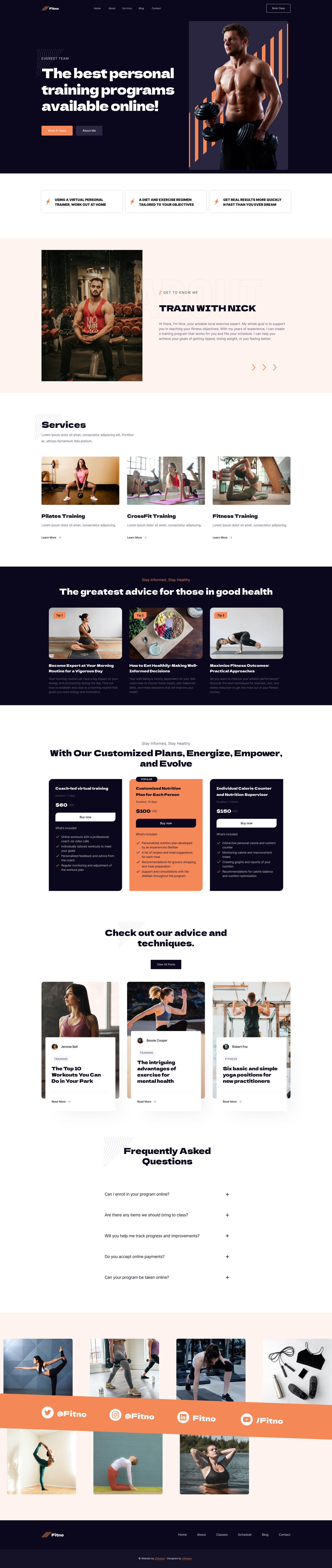 Fitno- Fitness Website by Ux on Dribbble