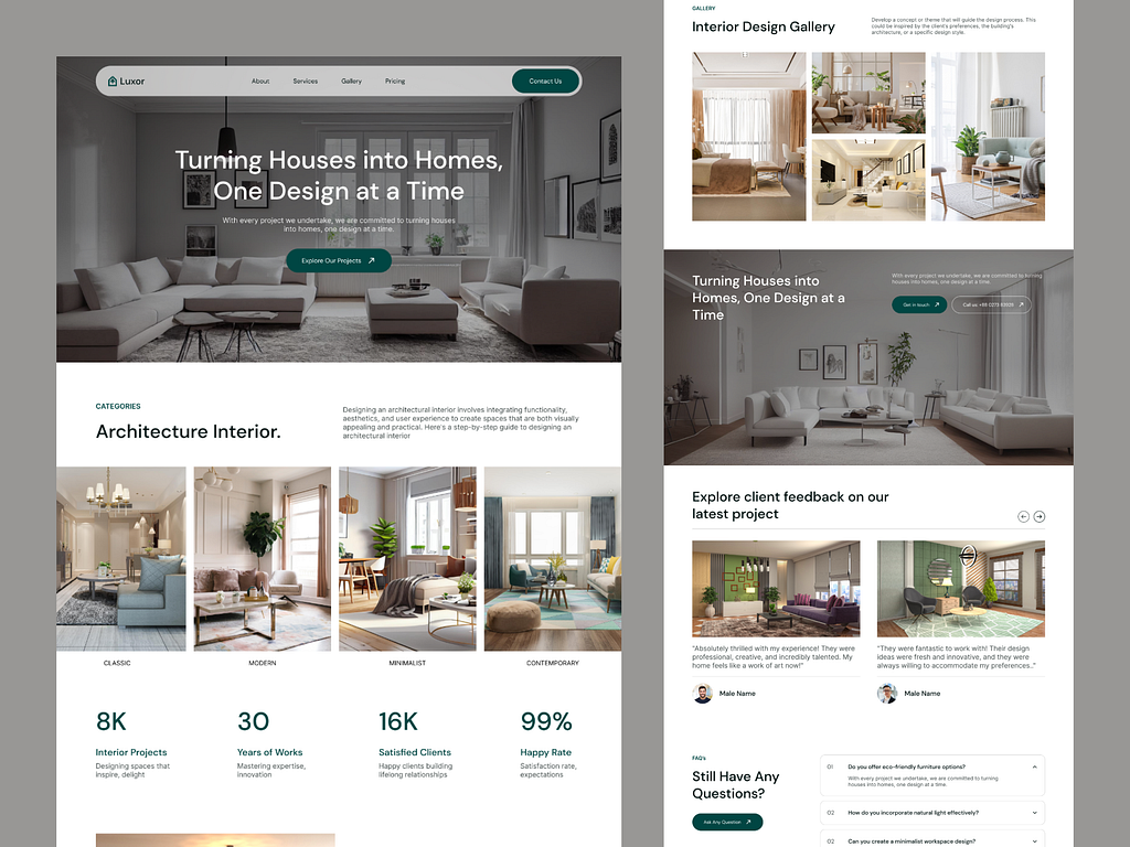 Home Interior Design Website Design by Sujon Hossain for Oripio on Dribbble