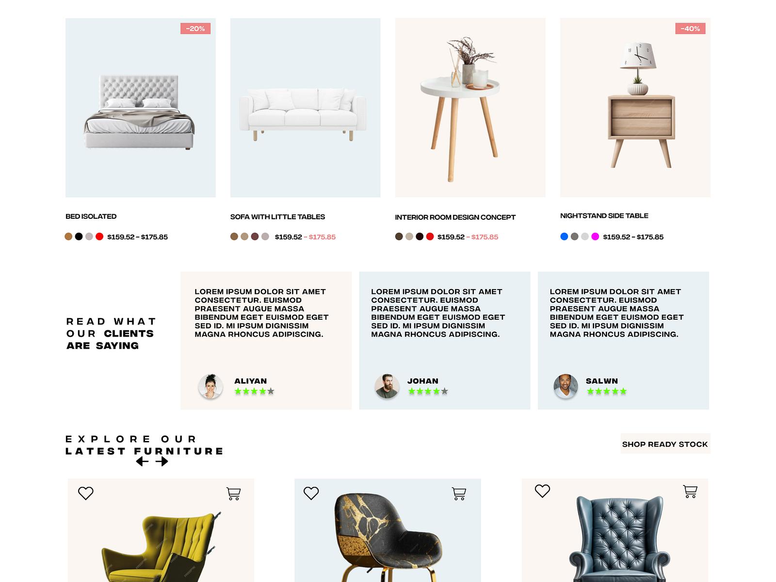 Discover Furniture website UI by Shahbaz Ali on Dribbble