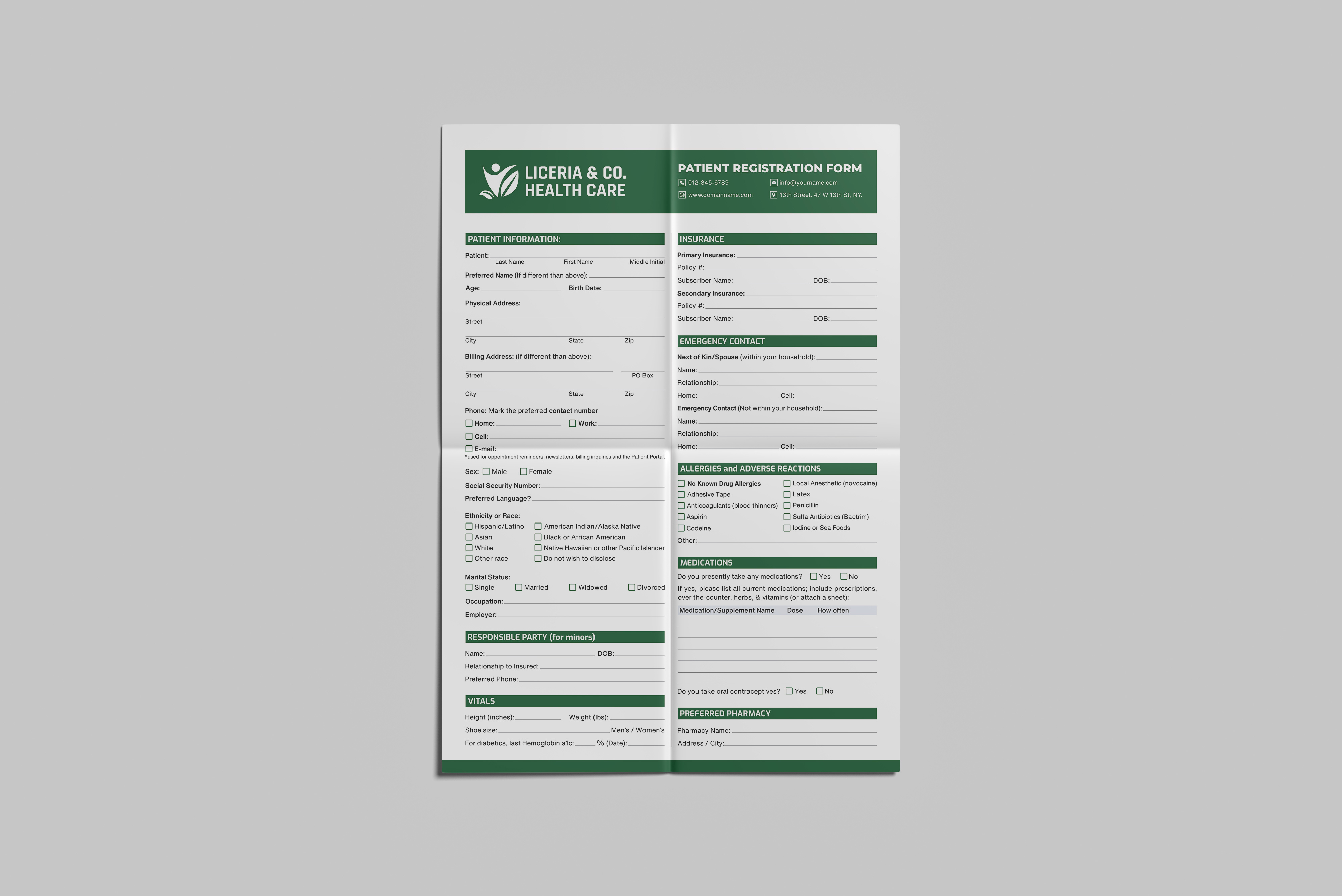 Patient Registration Form, Registration Form, Fillable PDF Form by ...