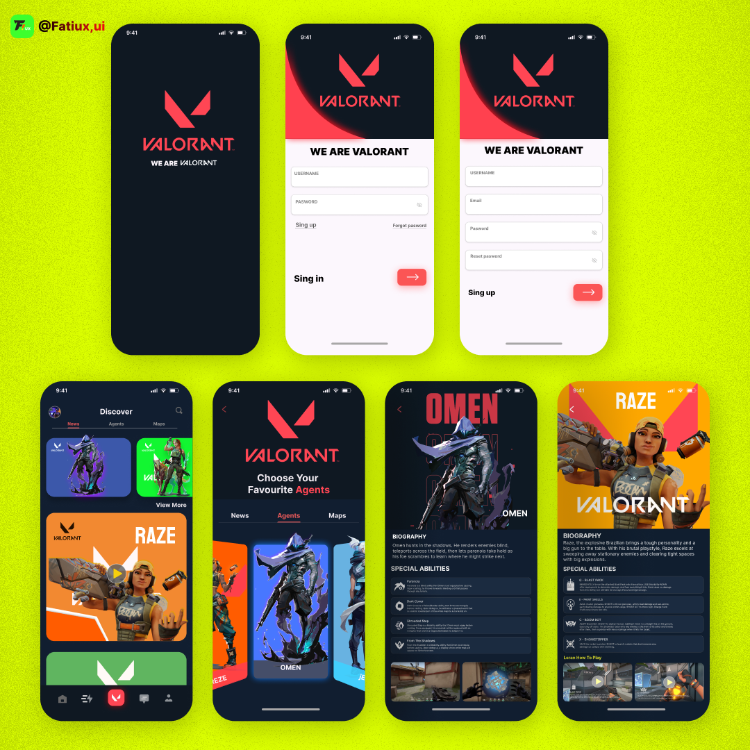 Valorant agen app UI Design by Fatie ux on Dribbble