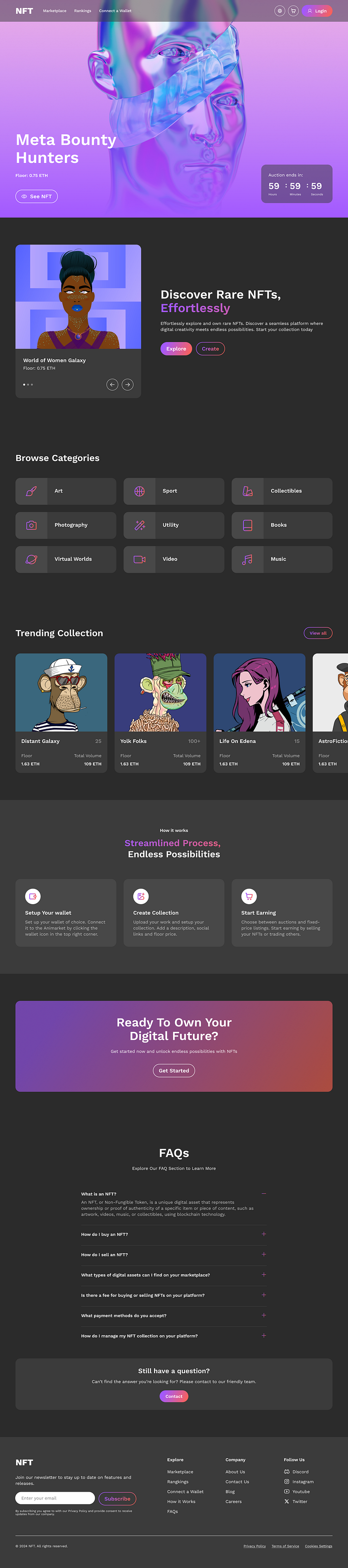 NFT Marketplace - Landing Page by Dwi Ajeng on Dribbble