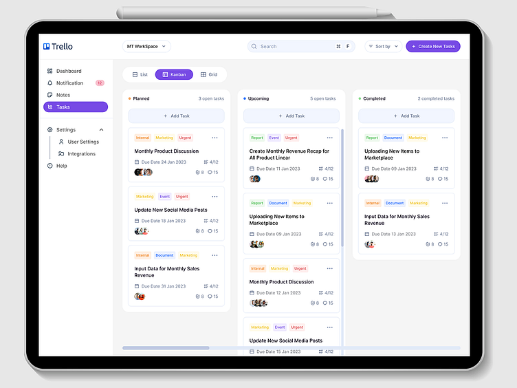 Trello - Task Management App by PSDtoHTMLNinja on Dribbble