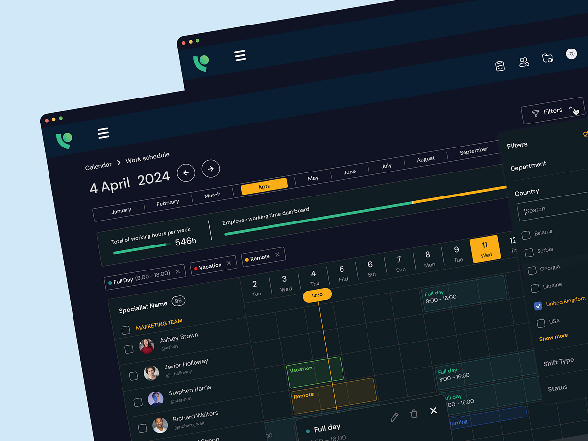 Calendar: Schedule Time Table Management Screen by Saiham Hossain on ...