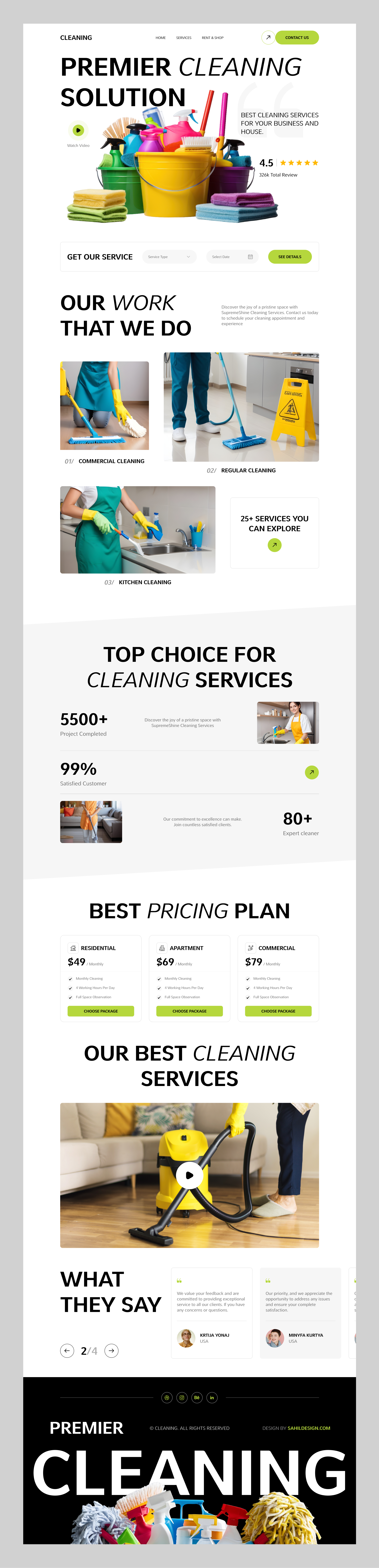 Home Cleaning Service Website by Sahil Dobariya on Dribbble