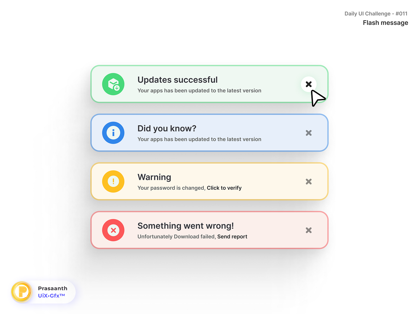 #DailyUI #011 - Flash Message by Prasaanth R on Dribbble