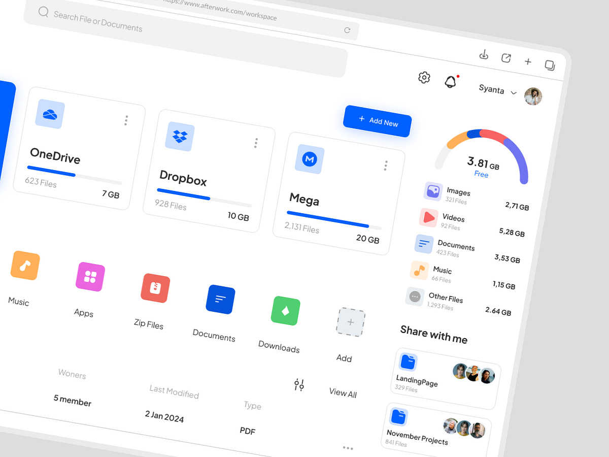 File Management Dashboard by Gandaria Studio on Dribbble