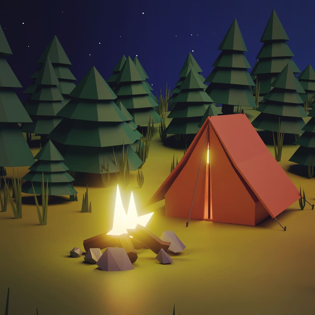 Low poly camping scene by Silke Voigts on Dribbble