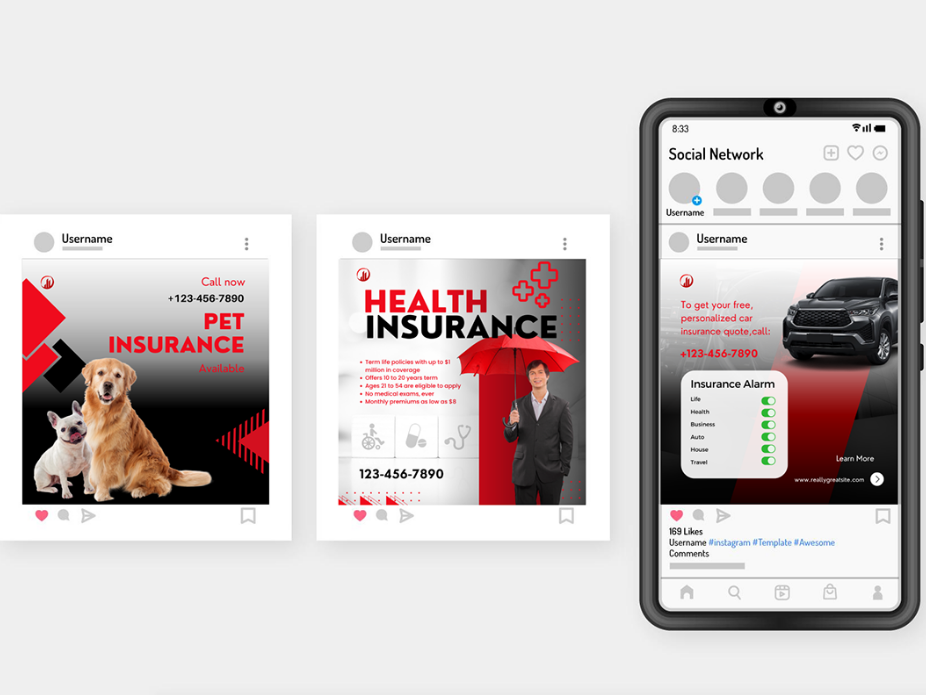 SOCIAL MEDIA POSTS INSURANCE COMPAMY by Anastasiia on Dribbble