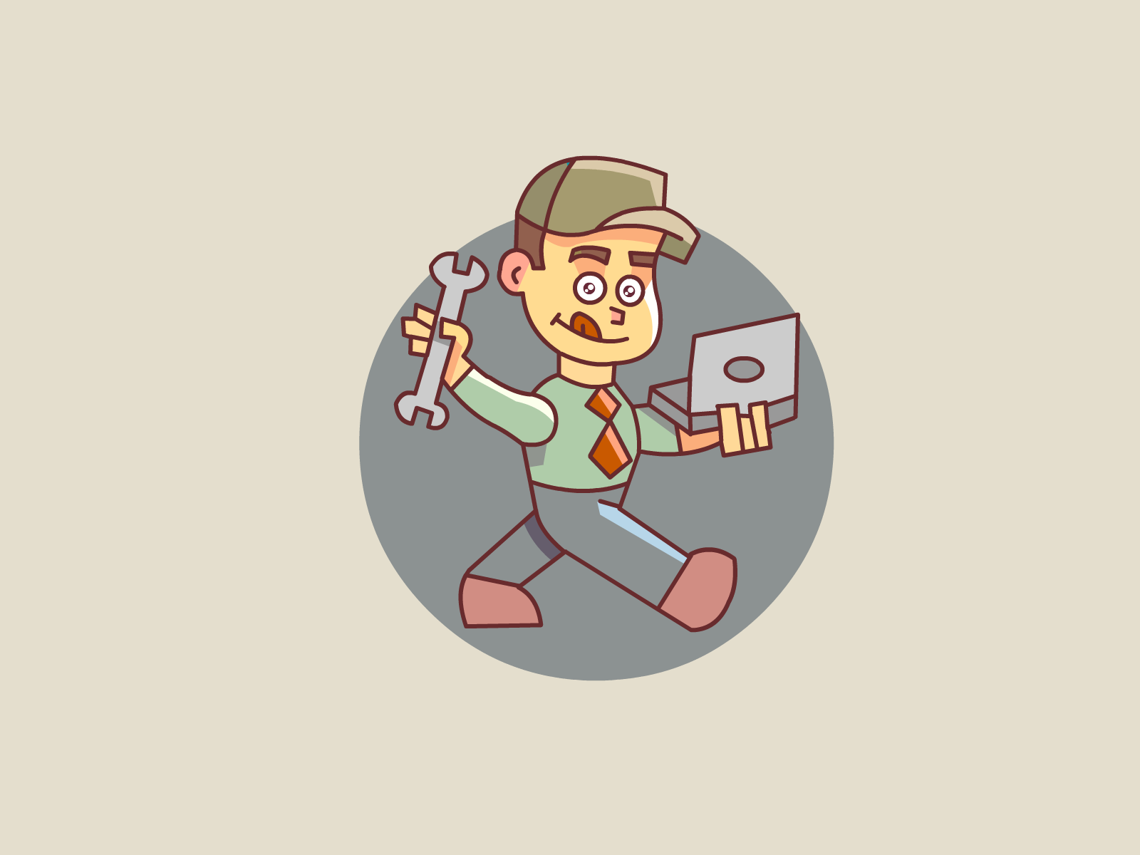 computer repair mascot by Liam Wolf on Dribbble