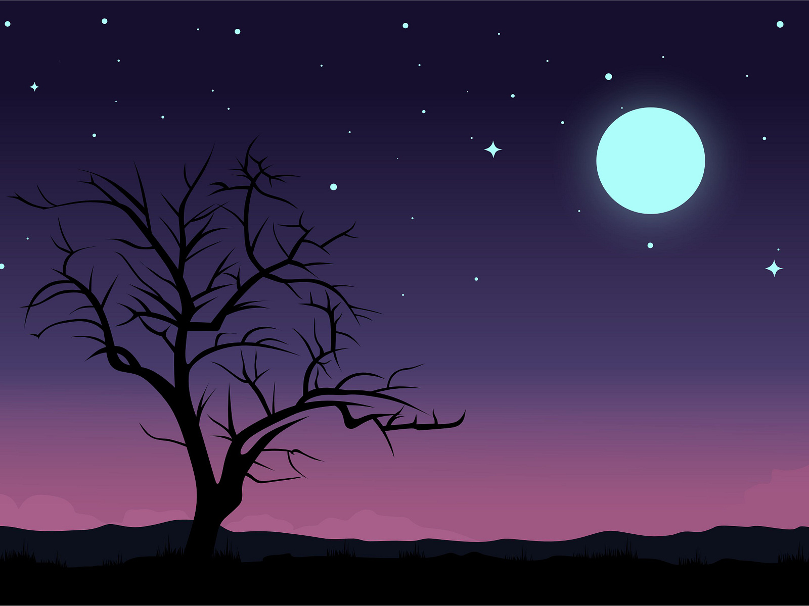 Night Landscape Illustration by Miki Bayu Utomo on Dribbble