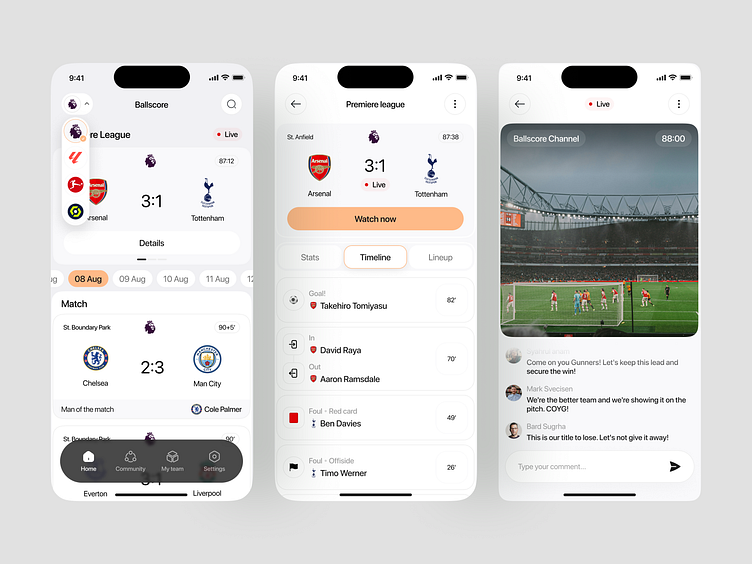 Ballscore - Football Livescore App by Nija Works on Dribbble