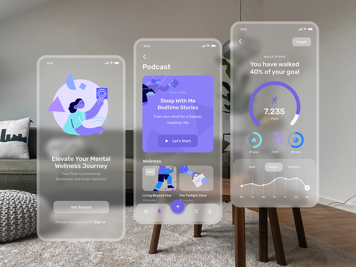 Mental Health App - Glassmorphism style by Andrew Design on Dribbble