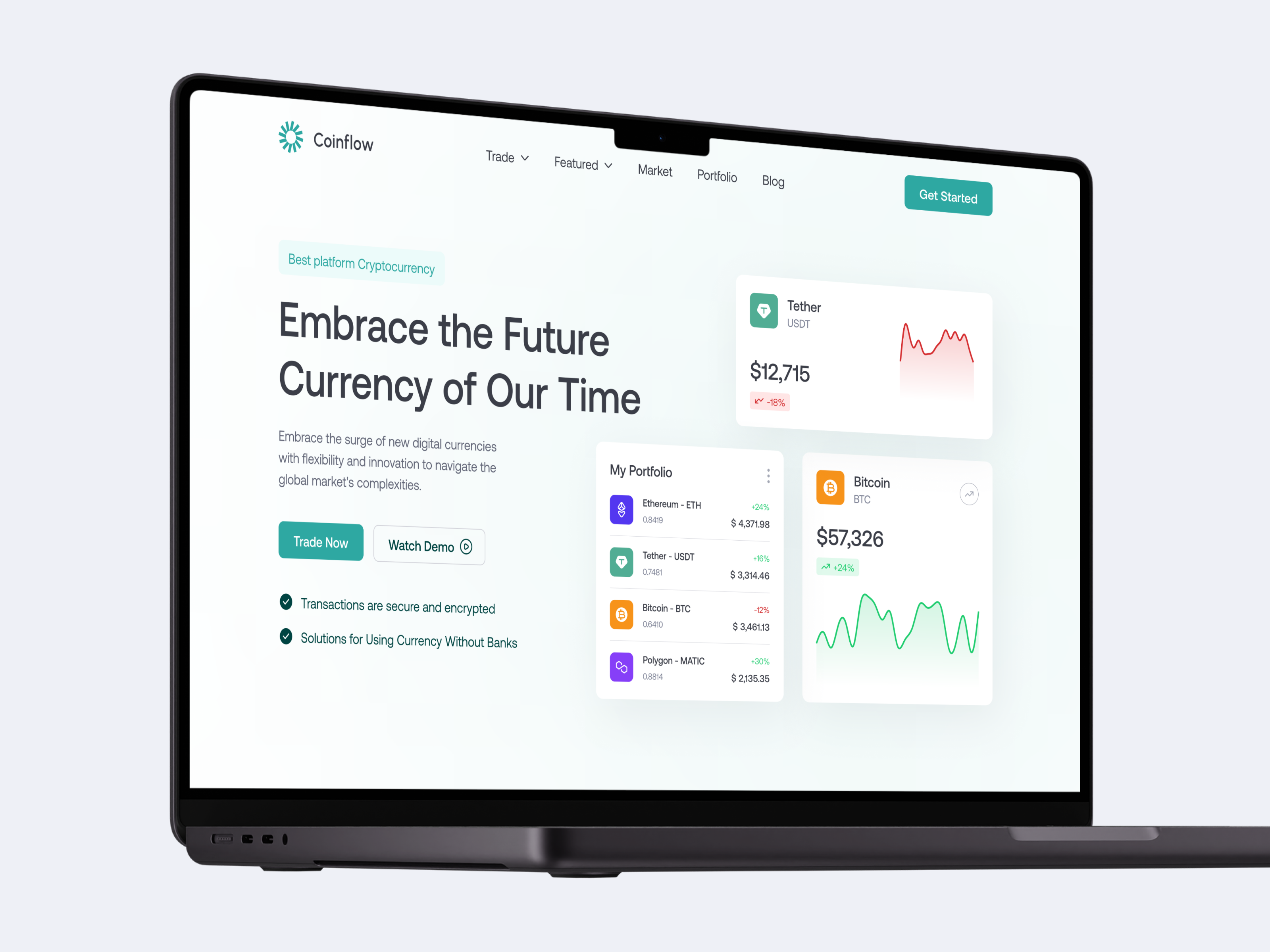 CoinFlow Cryptocurrency - Landing Page by Dipa UI/UX for Dipa Inhouse on Dribbble