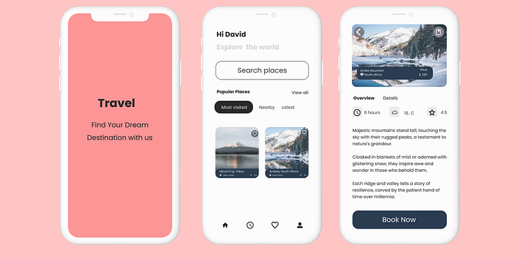 Travel Page mobile app by Sakshi Agarwal on Dribbble