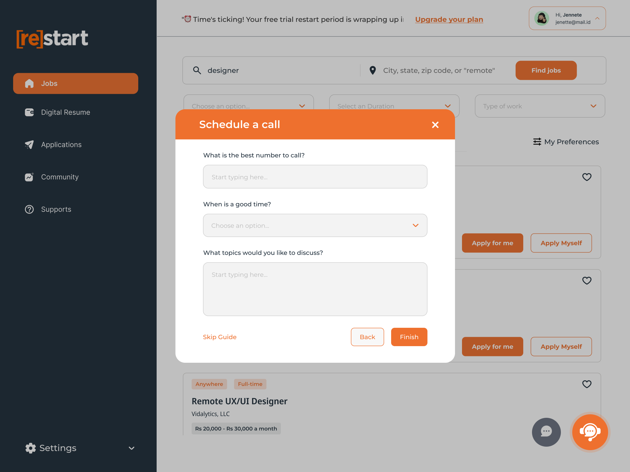 Job ReStart Dashboard by Harris khokhar on Dribbble