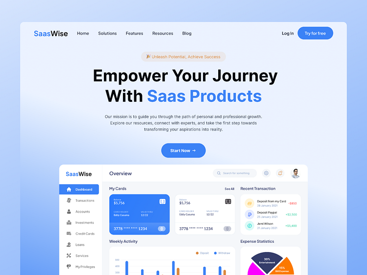 Saas Website Landing Page Design by Md Biplop Hossain on Dribbble