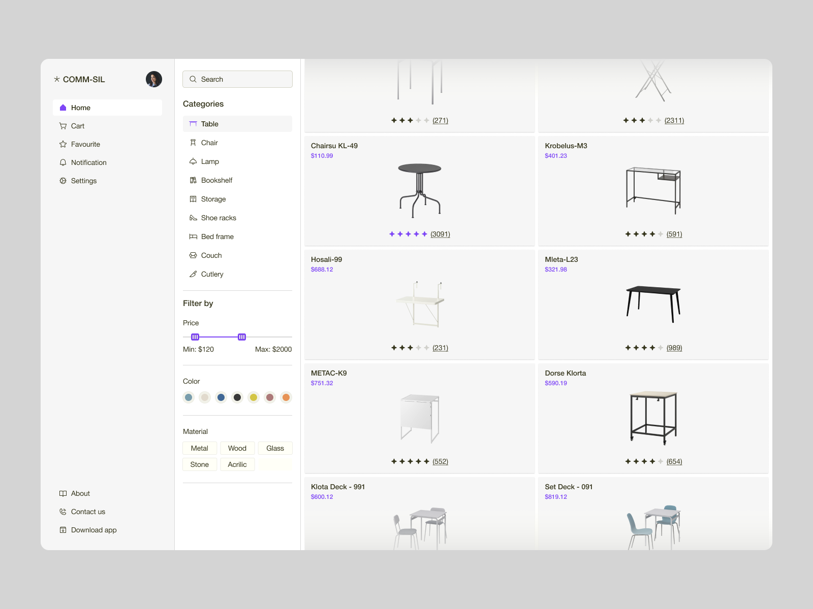 COMM-SIL Minimal Ecommerce Product List Exploration by Puji Ari (North) for Pixelate Studio on ...