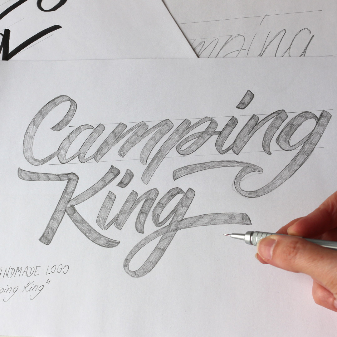 Camping King: Hand lettered wordmark based on brush calligraphy by ...