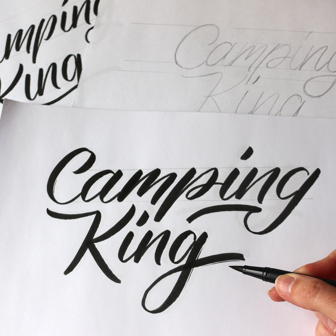 Camping King: Hand lettered wordmark based on brush calligraphy by ...
