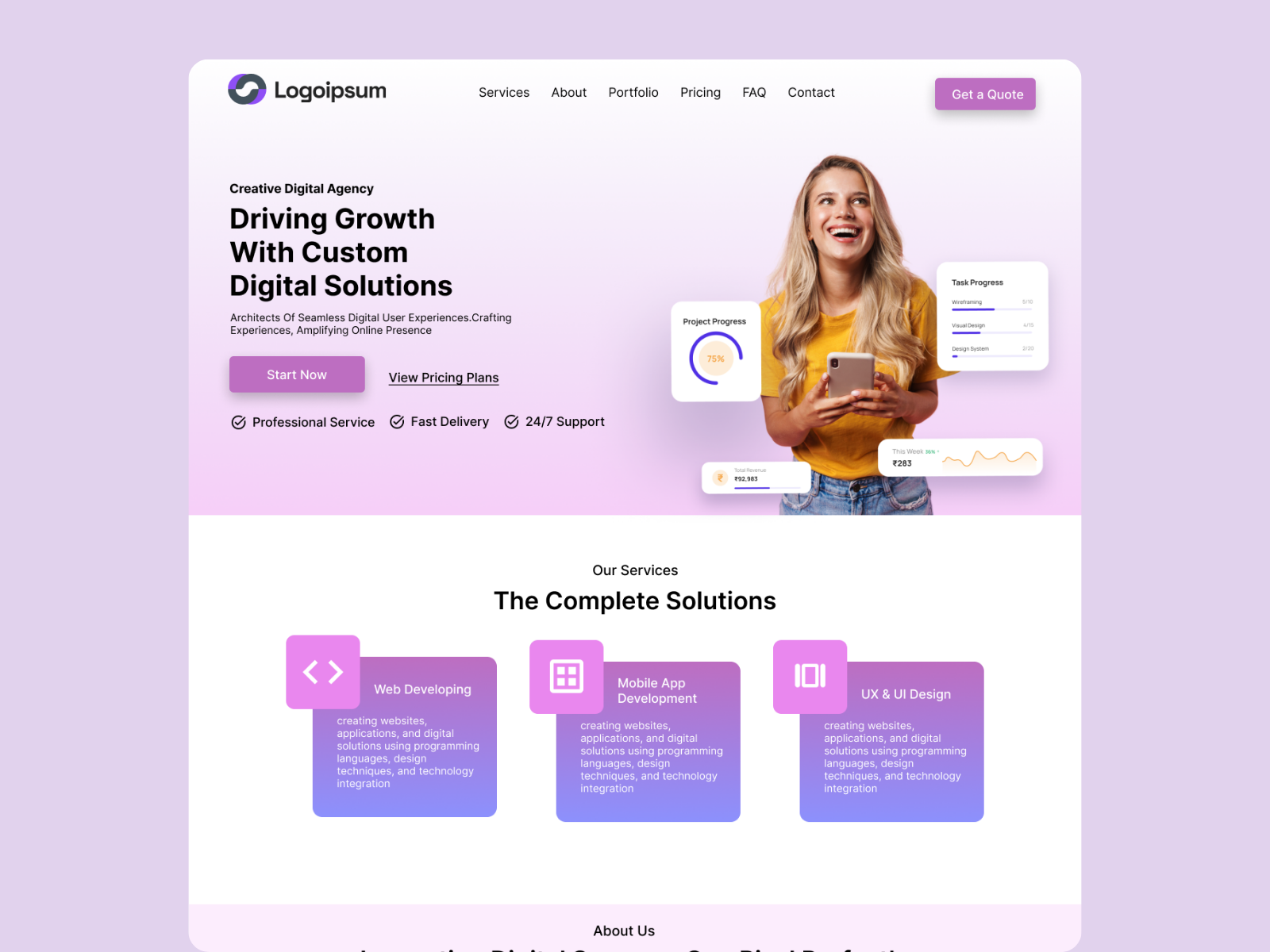 Agency Service Landing Page UX/UI Design by Tanjilur Rahman on Dribbble
