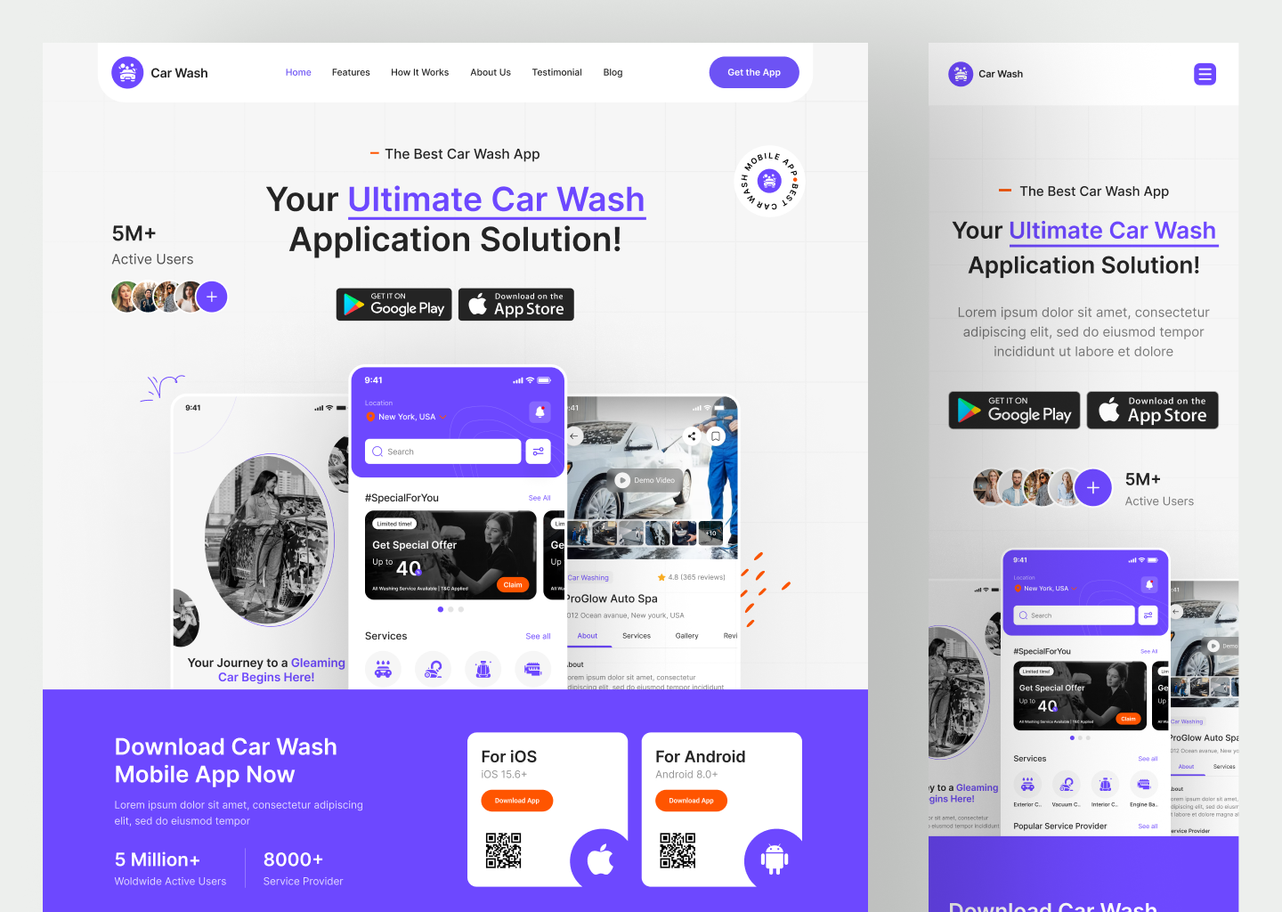 Car Wash App Landing Page UIUX Design | Figma by KG UI Design on Dribbble